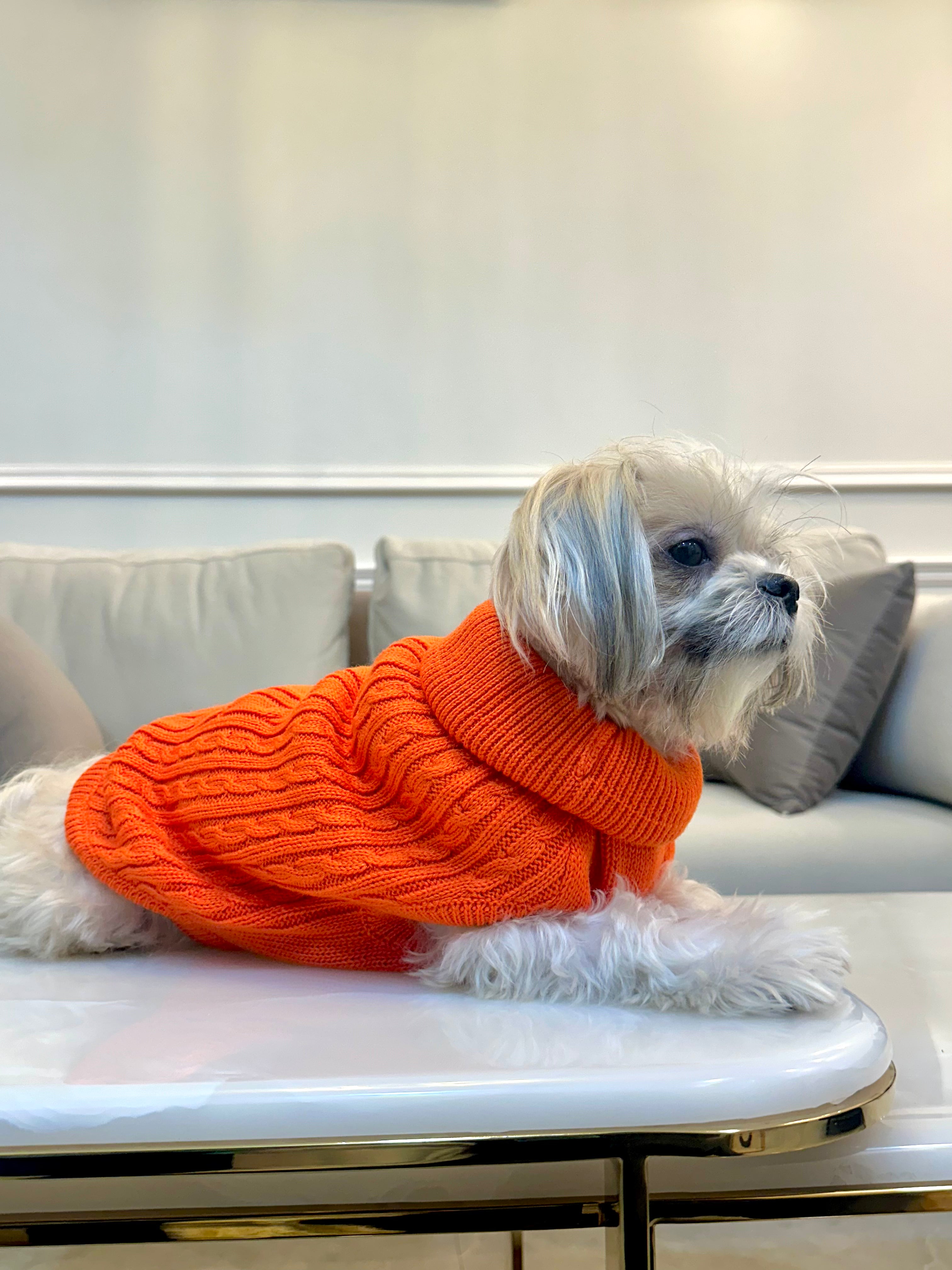 Tangerine cable knit sweater – Furrvanity